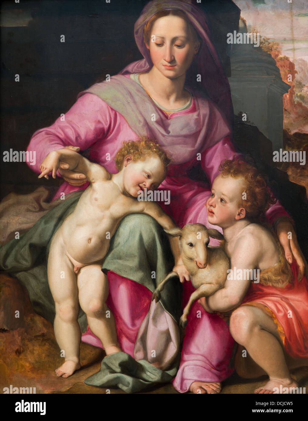 16. Jahrhundert - Madonna mit Kind und Heiligen Johannes der Täufer, 1570 - Santi di Tito ...