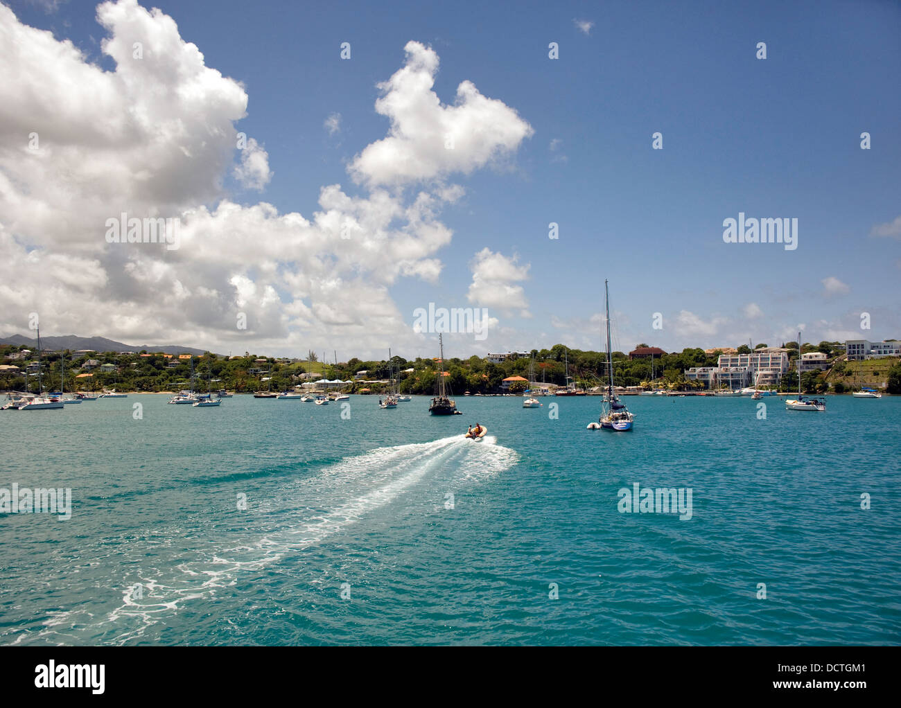 Grenada, Karibik-Insel Blick über Prickly Bay Hotel, Marina und Bar ...