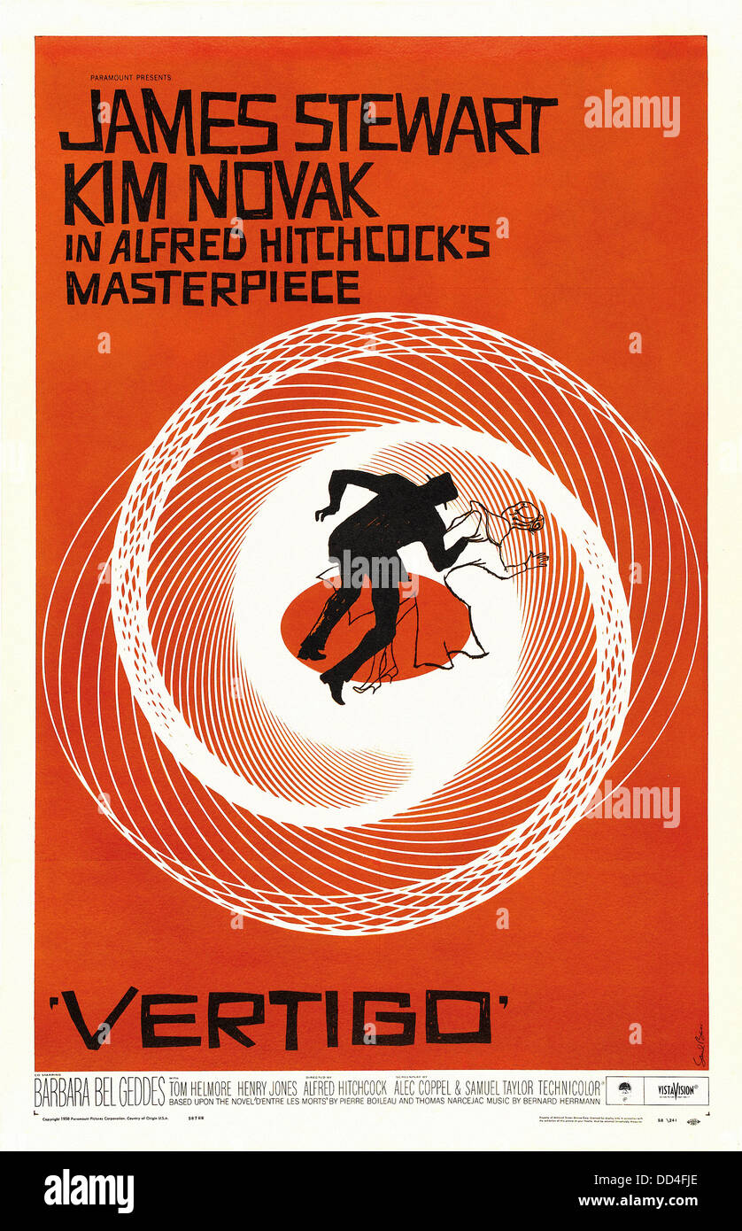 Suspense vertigo movie poster directed by alfred hitchcock paramount ...