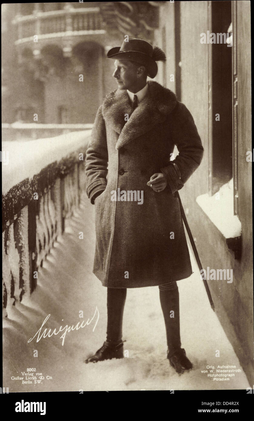 AK Kronprinz Wilhelm von Preußen Im Schnee, Liersch 8002, Jägerhut ...