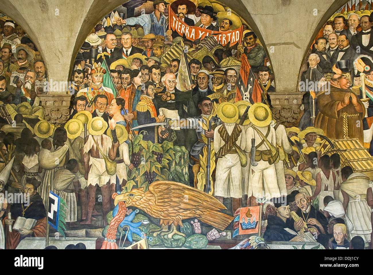Wandmalerei von Diego Rivera(1886-1957) in der Geschichte von Mexiko ...