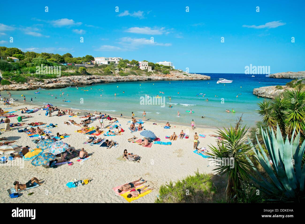 Strand. Portocolom. Mallorca. Balearischen Inseln. Spanien Stockfoto ...