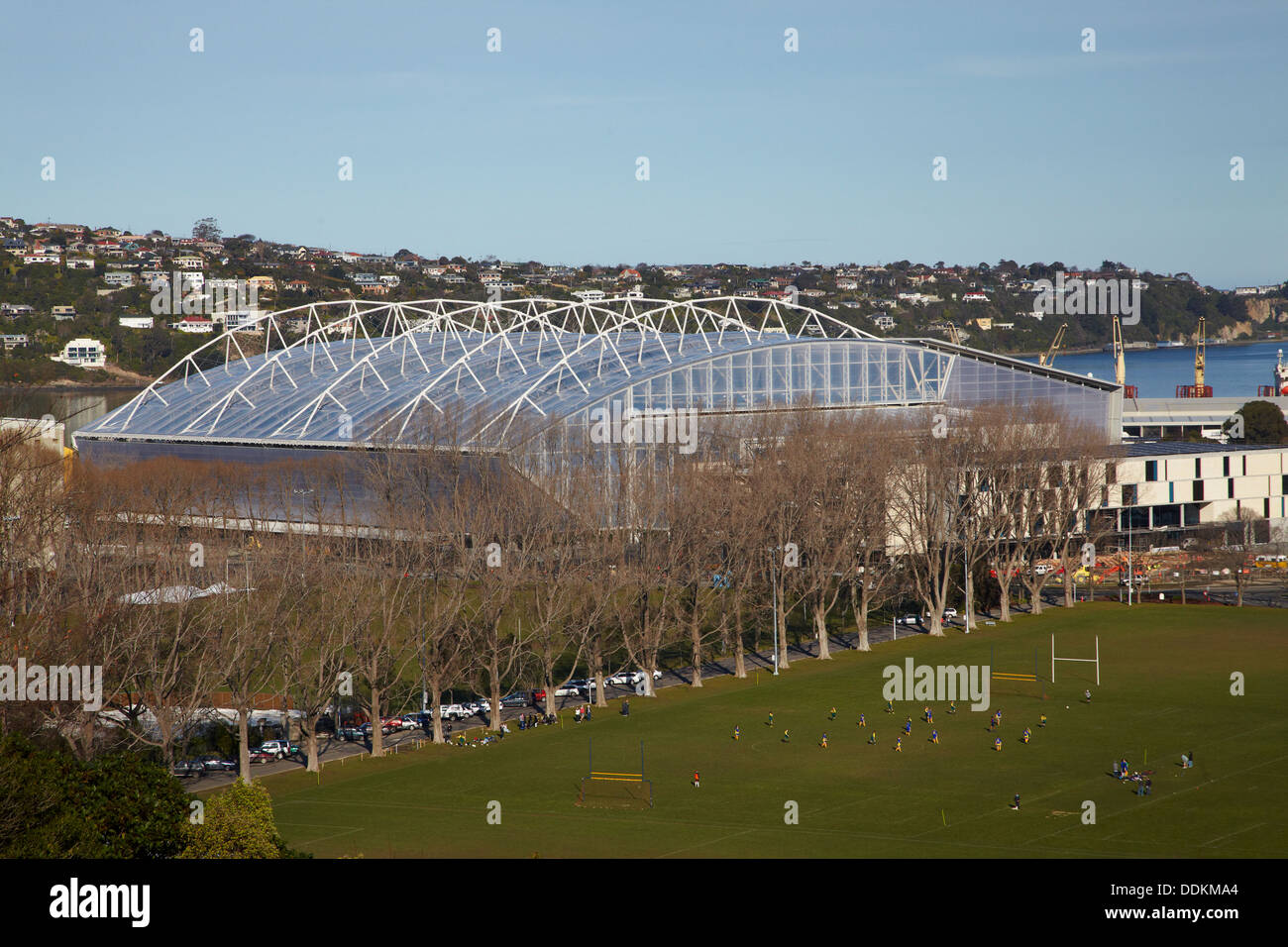 Logan Park und Forsyth Barr Stadium, Dunedin, Südinsel, Neuseeland ...