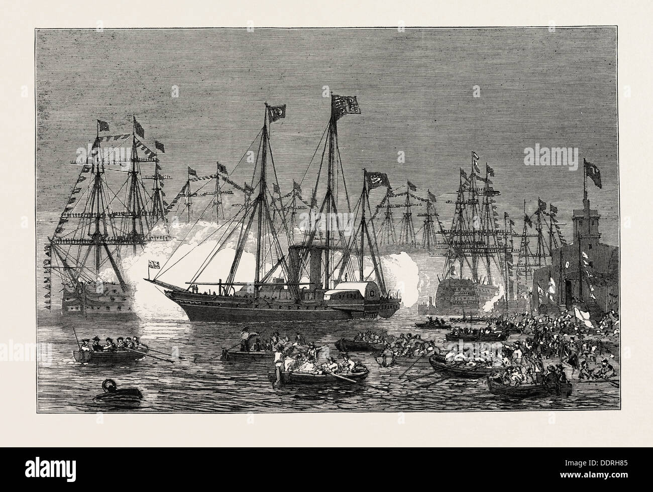 DIE FLOTTENPARADE am SPITHEAD: Der Schah IN THE ROYAL YACHT VICTORIA und ALBERT Inspektion THE ...