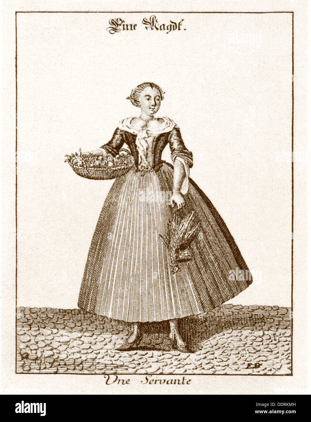 Mode, Tracht, Elsass, Magd, Kupferstich, aus: 'Vorstellung der heutigen ...