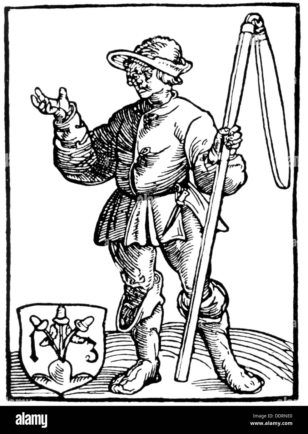 Deutscher Bauernkrieg 1524 / 1525, Bauern mit Schlegel, Holzschnitt ...