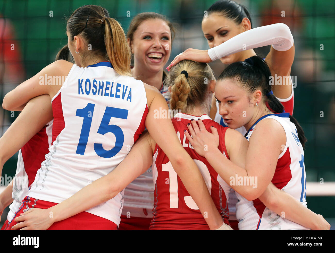 Das Team von Russland feiert, während ihre Frauen CEV Volleyball EM ...