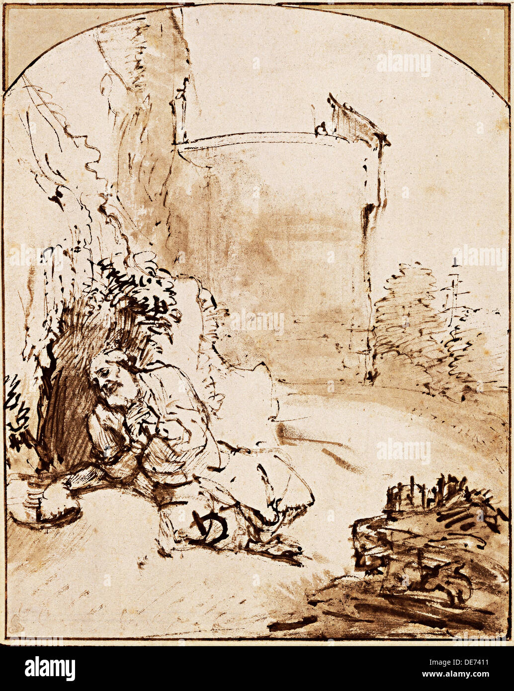 Der Prophet Jona vor den Mauern von Ninive, ca 1651. Künstler ...