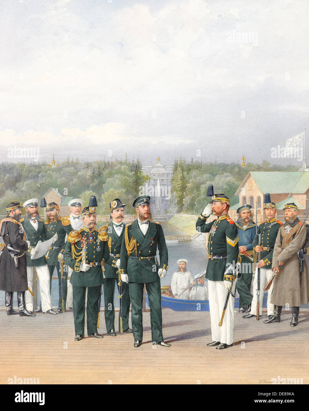Das Leib-Garde in Peterhof, 1874. Künstler: Balaschow, Pyotr Ivanovich ...