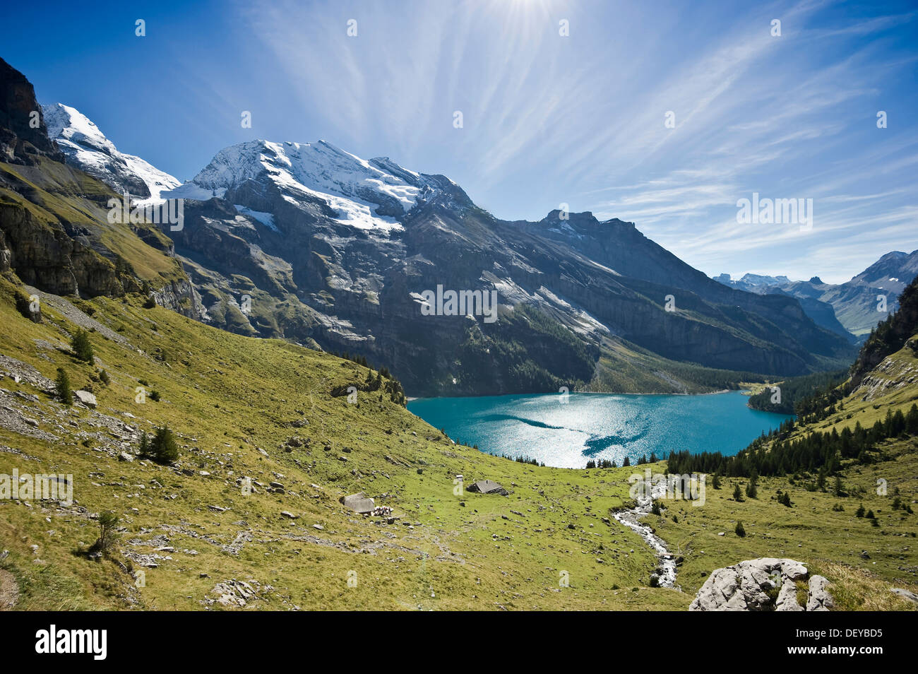 Oeschinensee See, Kandersteg, Berner Oberland, Kanton Bern, Schweiz ...