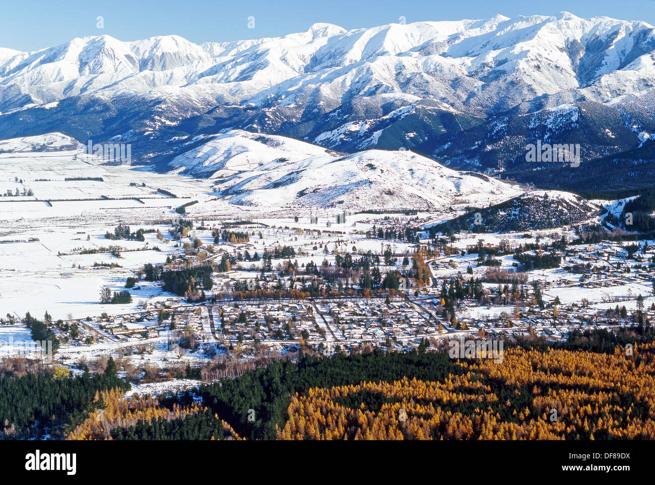 Hanmer Springs nach Winter Schneefall North Canterbury Neuseeland ...