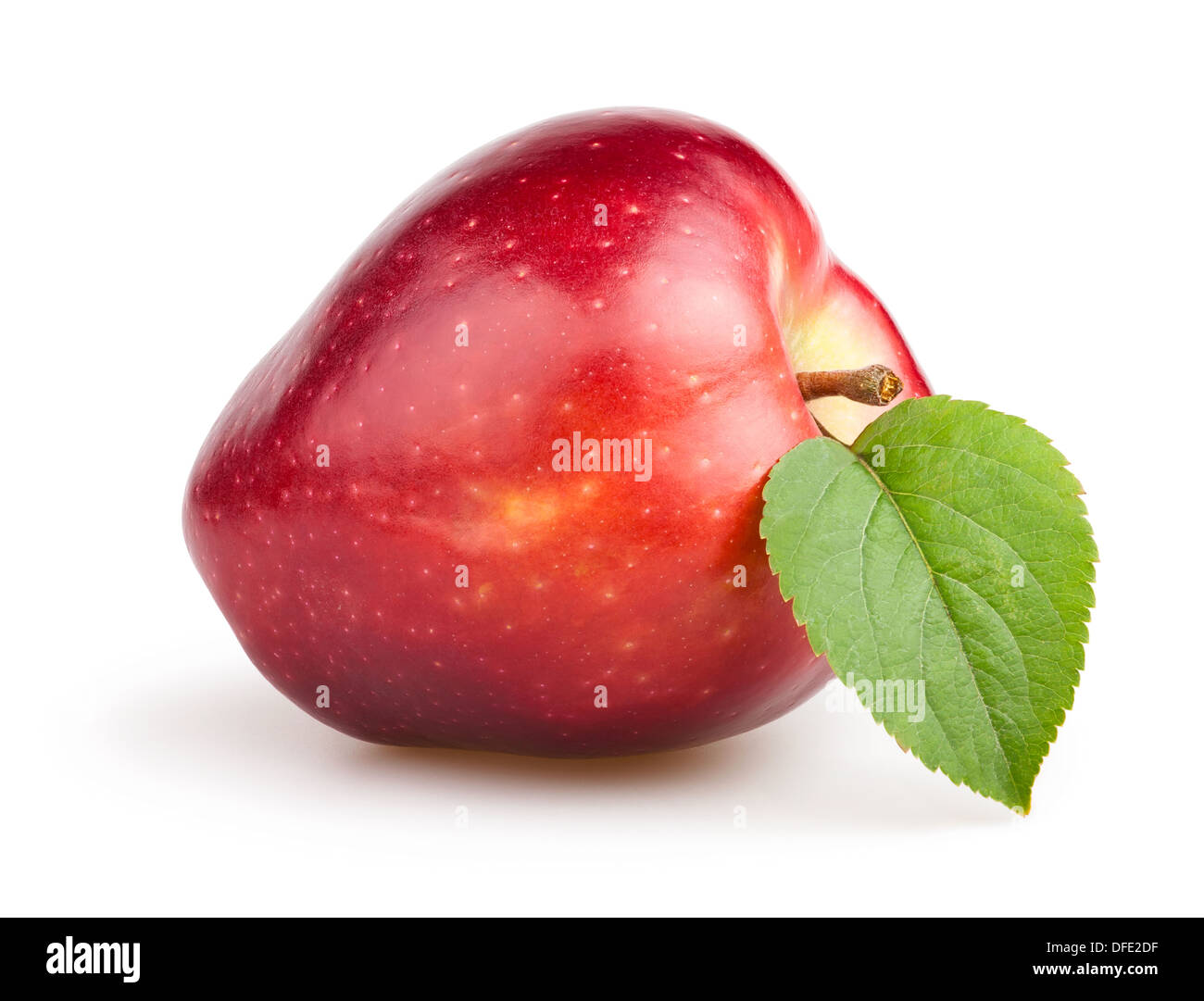Red Delicious Apple With Leaf Stockfotos und -bilder Kaufen - Alamy