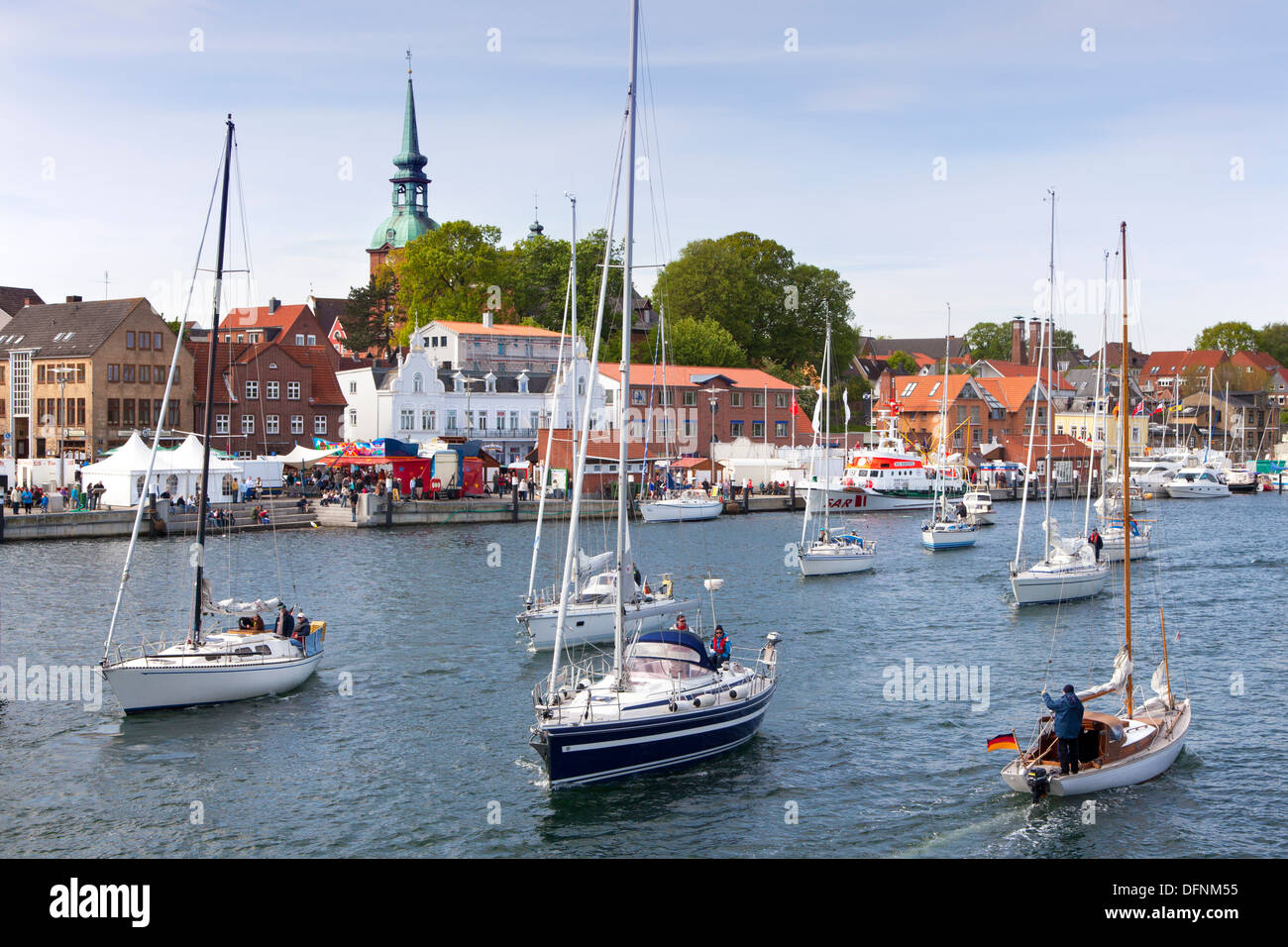 Segelboote im Hafen, Kappeln, Schlei-Fjord, Ostsee, Schleswig-Holstein ...