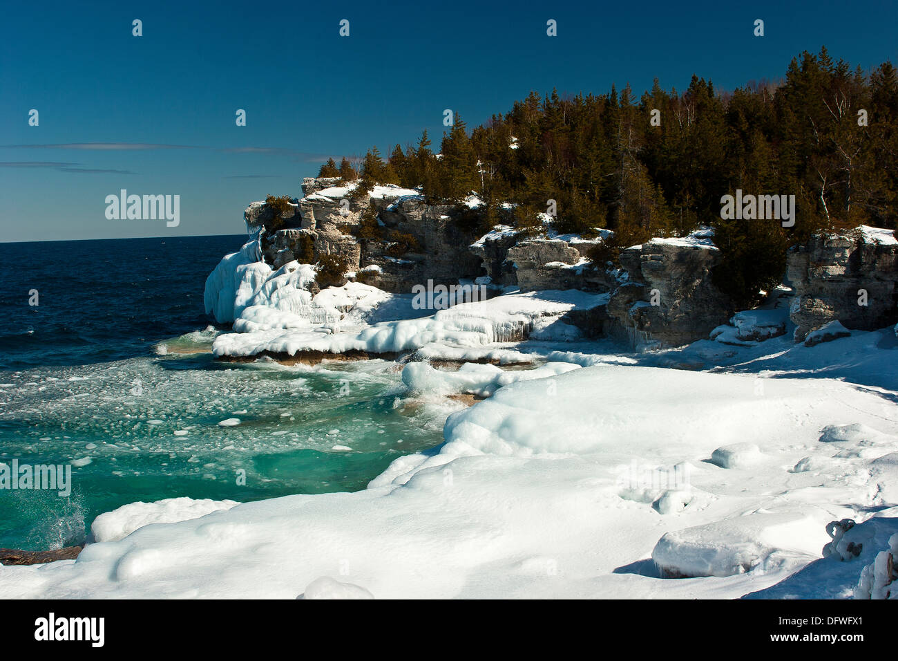 Winterlandschaft Bruce Peninsula National Park ein UNESCO Biosphären ...
