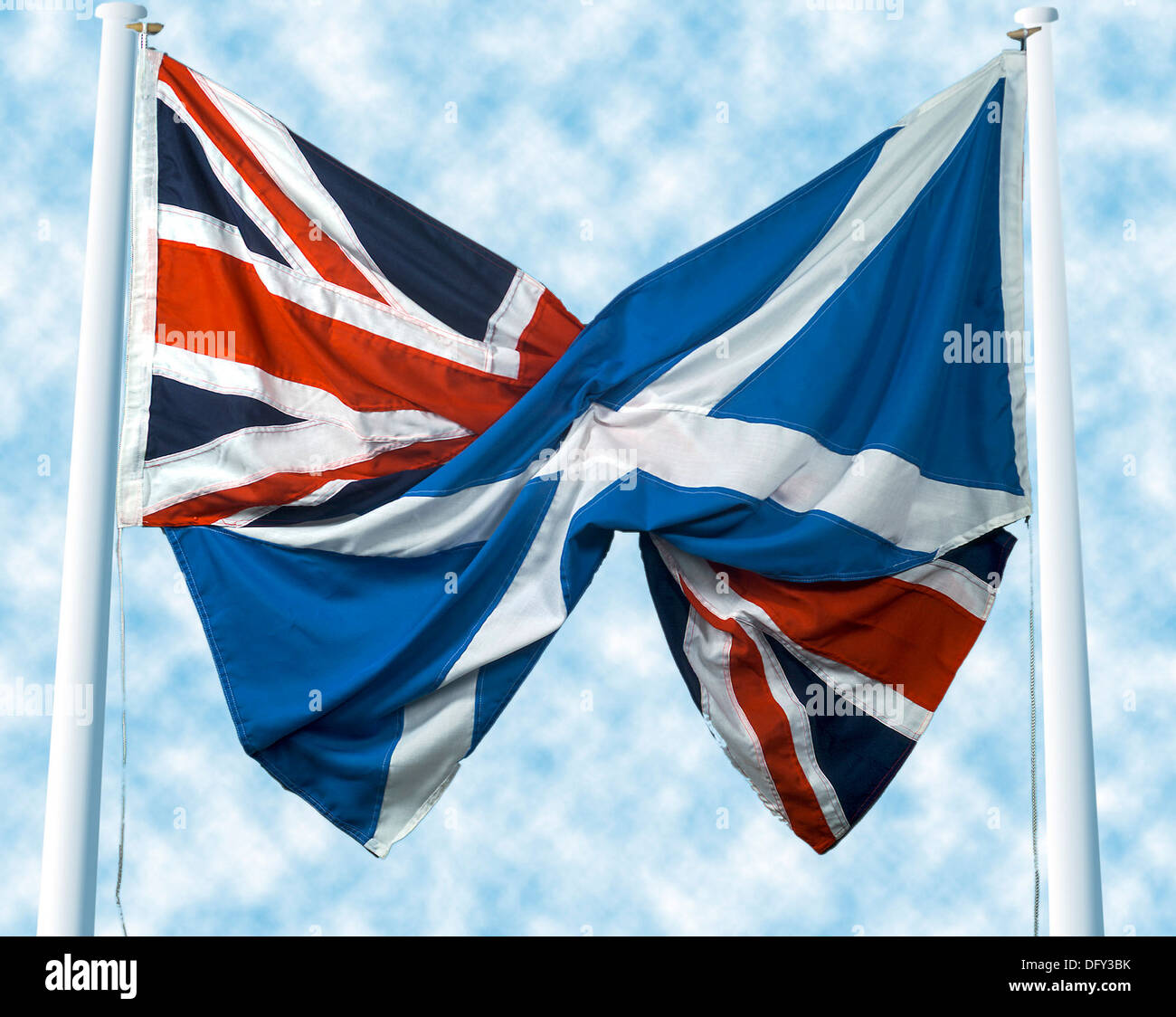 Britische Union Jack-Flagge und schottisches Saltyre St Andrew's Cross ...