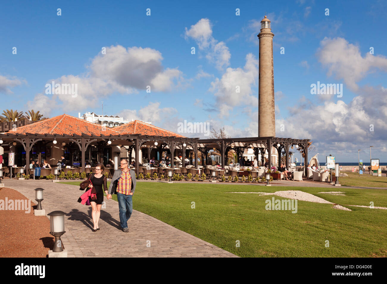 Promenade und der Leuchtturm Faro de Maspalomas, Maspalomas, Gran ...