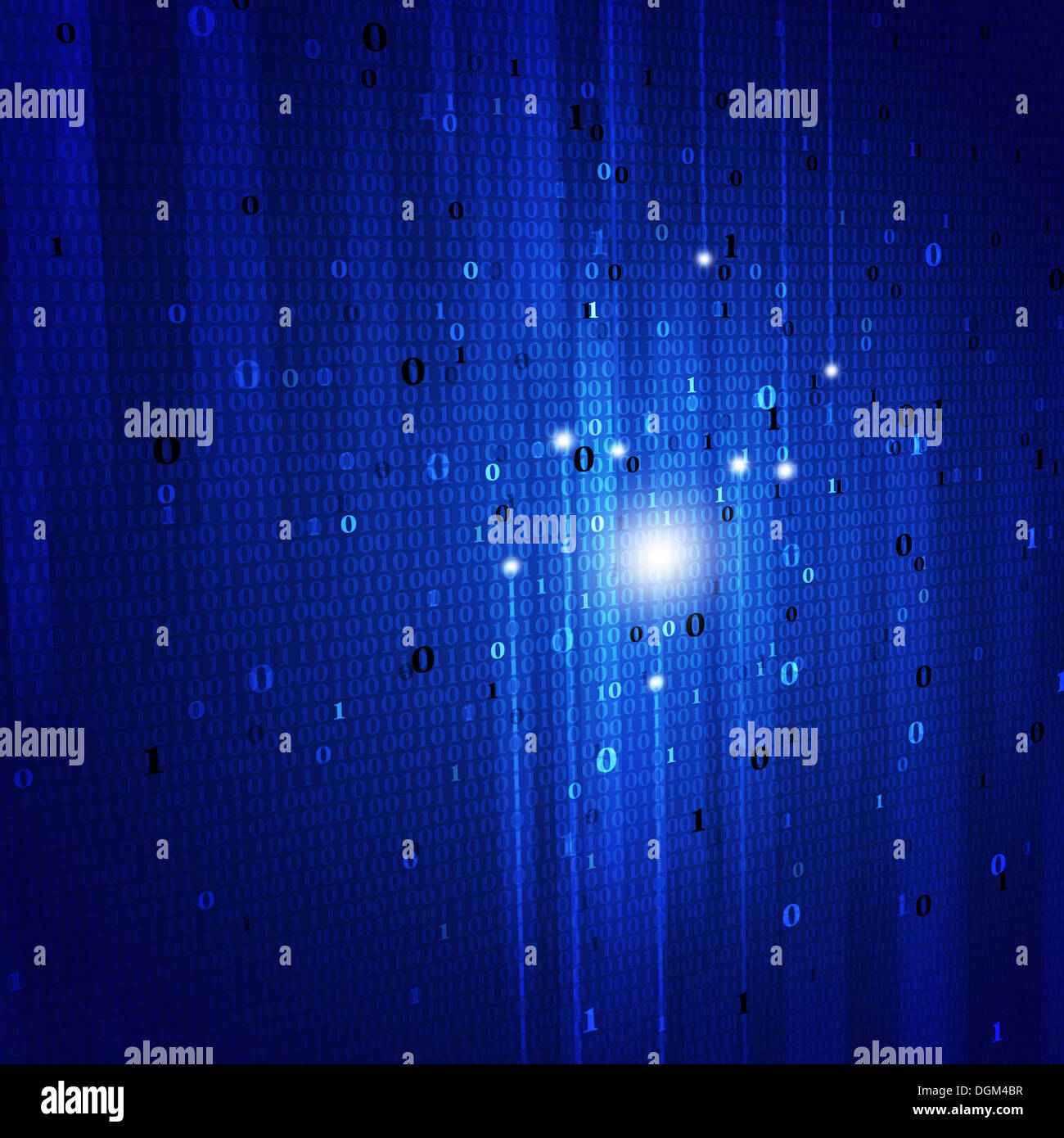 abstrakte digitale Binär-Code Konzept auf blauem Hintergrund ...