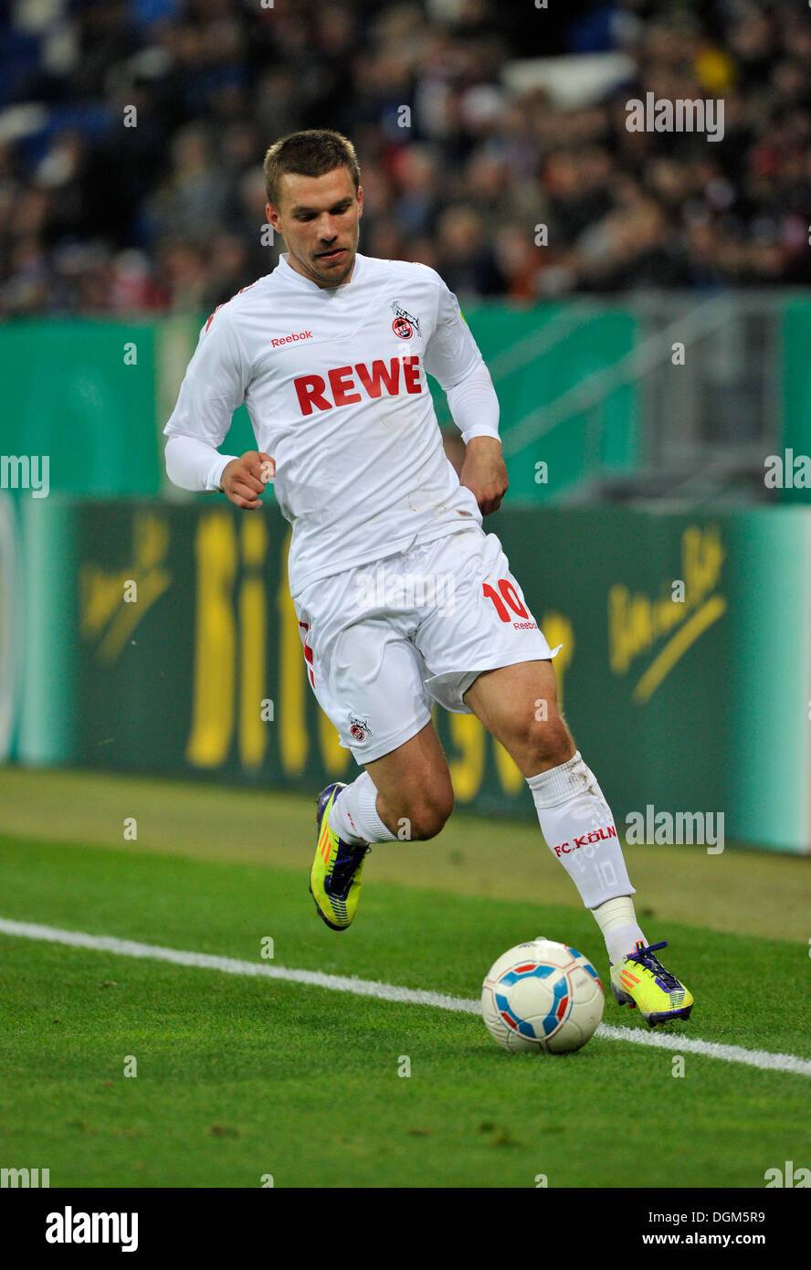 Lukas Podolski, 1. FC Köln am ball, Wirsol Rhein-Neckar-Arena-Stadion ...
