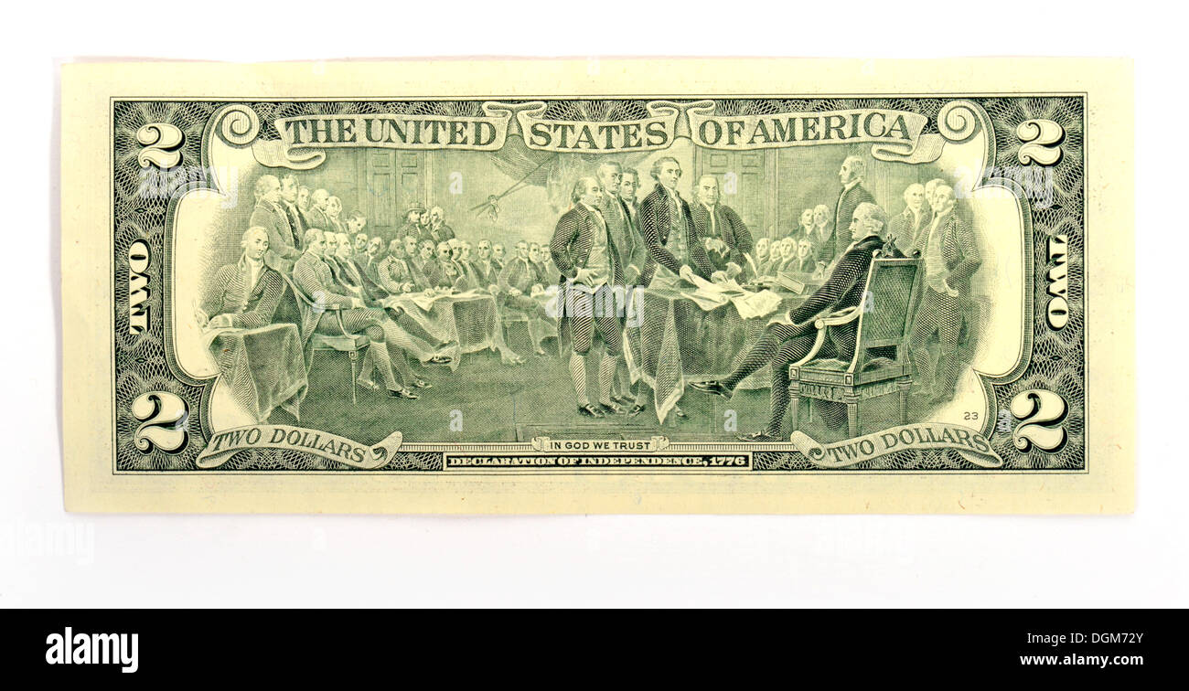 2-Dollar-Note, Banknote, hinten Stockfotografie - Alamy
