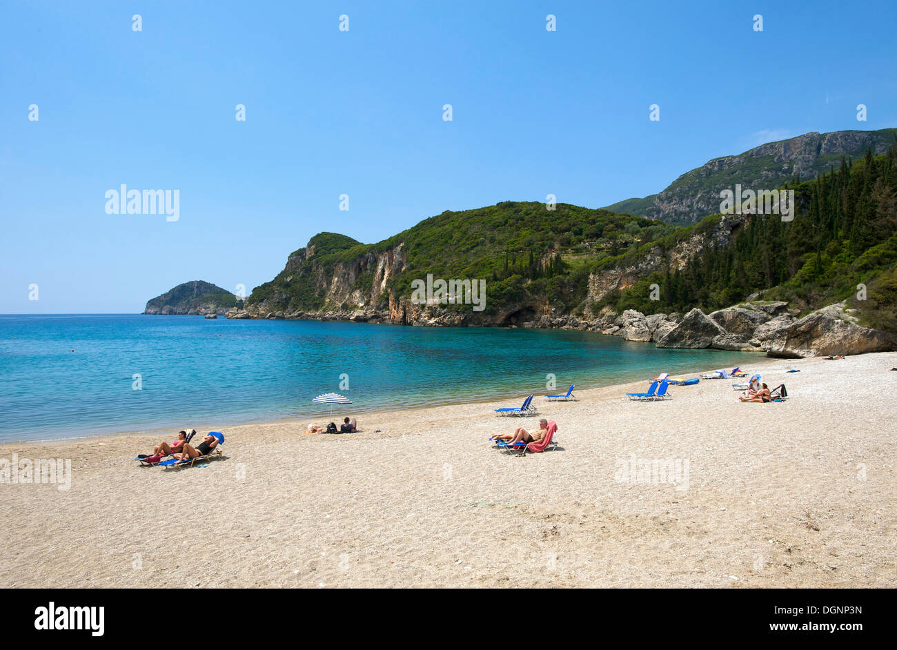 Strand von Liapades, Bucht von Paleokastritsa, Korfu, Ionische Inseln ...