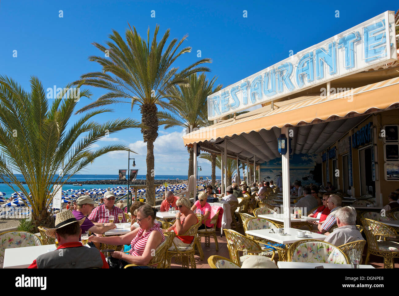 Restaurant an der Strandpromenade von Playa de Las Vistas, Los ...