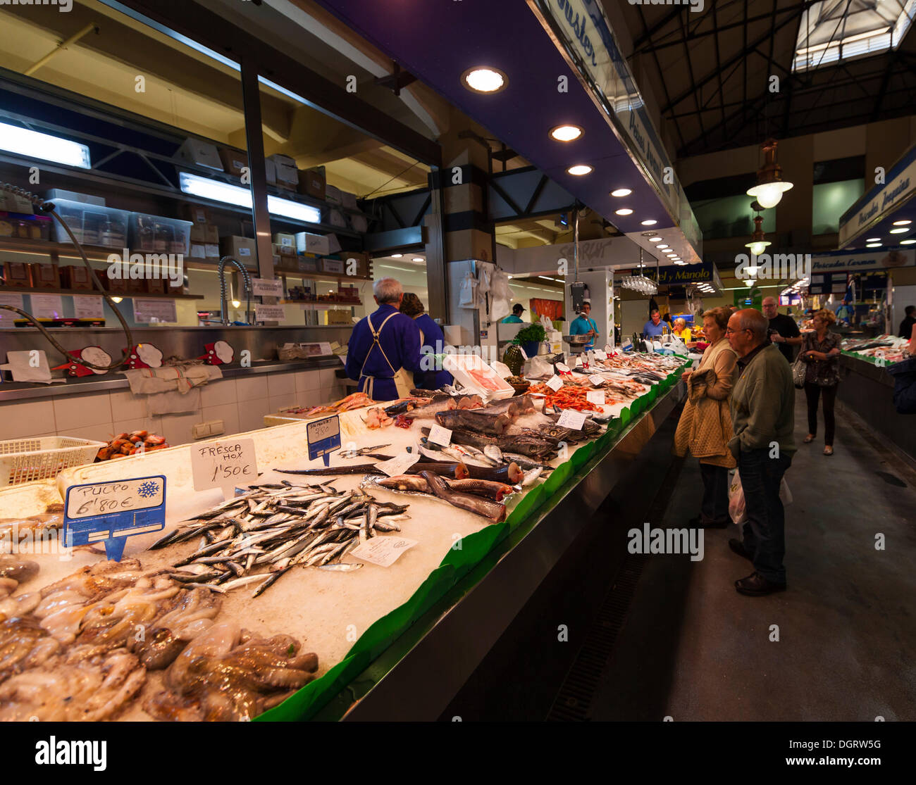 Marktstand auf dem Fischmarkt, Altstadt, Palma de Mallorca, Mallorca ...