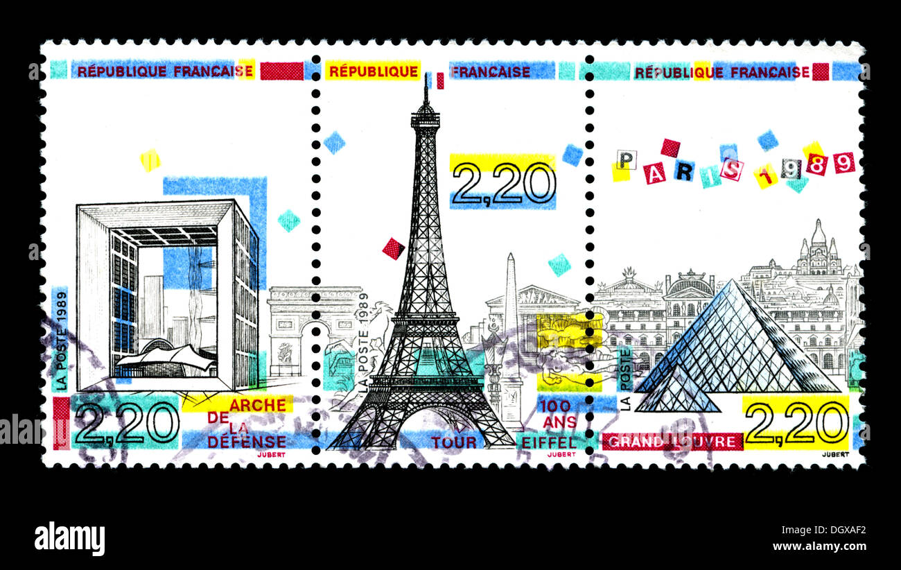 Briefmarke Frankreich Darstellung modernen Architektur Paris: La ...