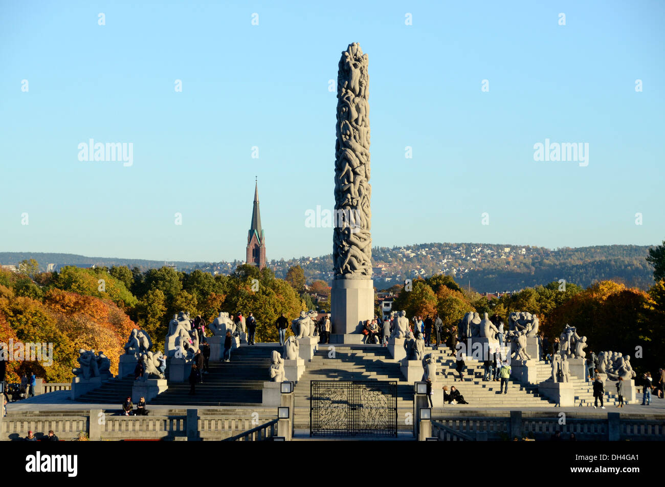 Der Monolith, Vigeland Skulpturenpark, Granit Skulpturen des Bildhauers ...