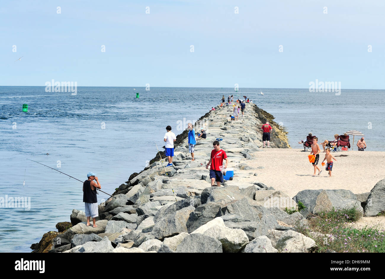 Fischern, bei Ebbe, ab Anlegestelle an der Cape Cod Canal, Sandwich ...