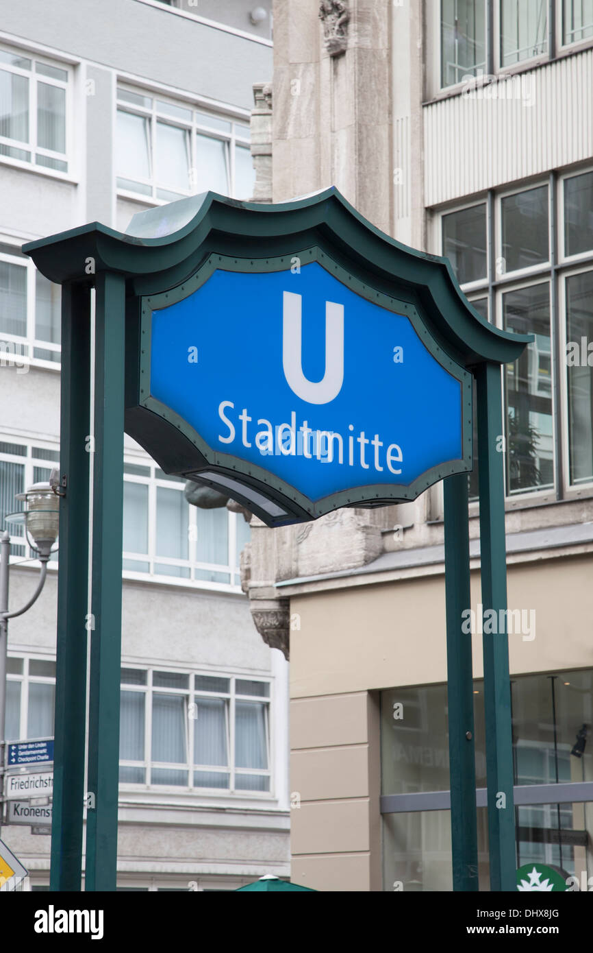Blaue Stadtmitte U-Scheune U-Bahn; Zeichen; Berlin; Deutschland ...