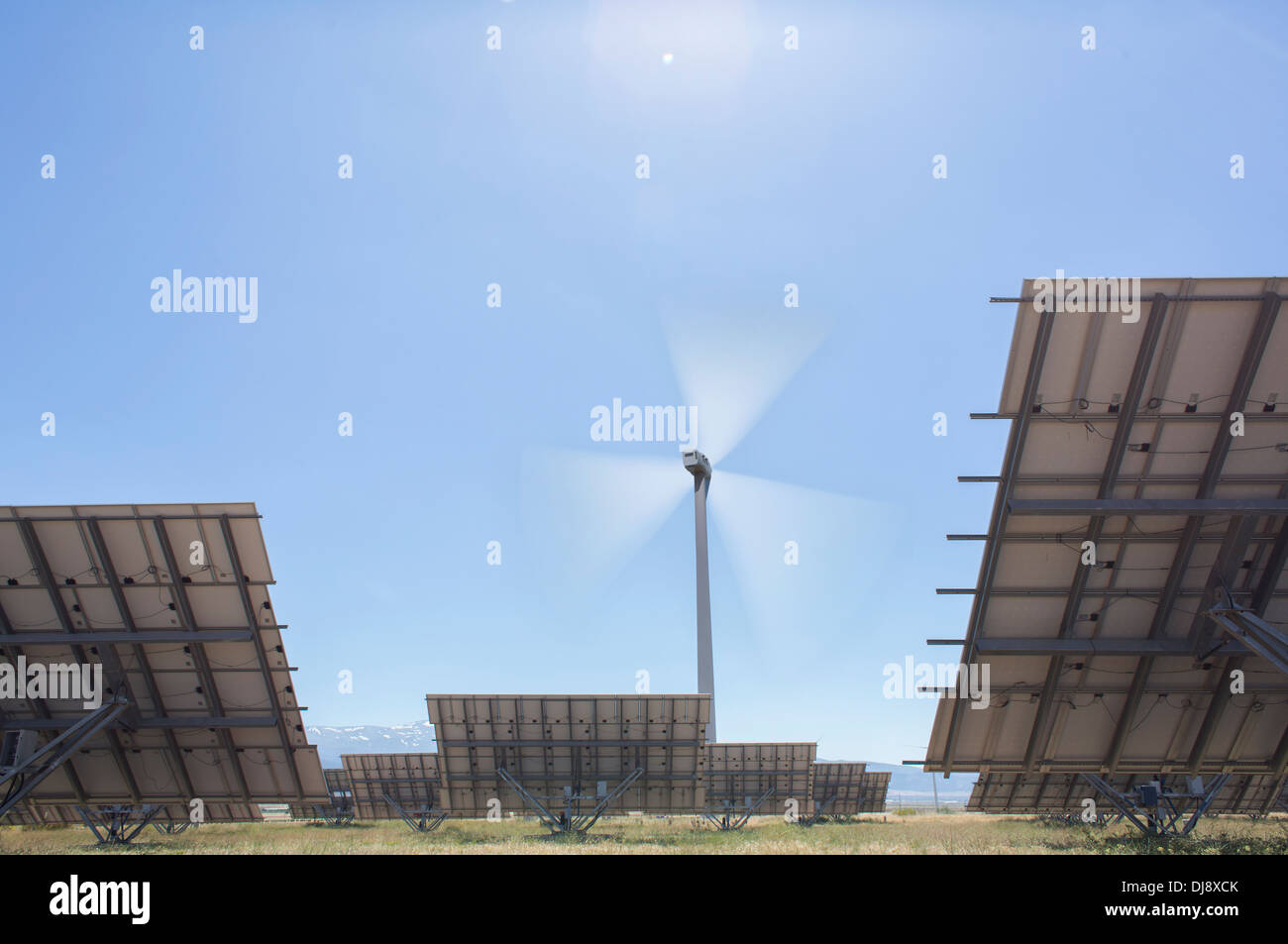 Wind turbine and solar panels -Fotos und -Bildmaterial in hoher ...