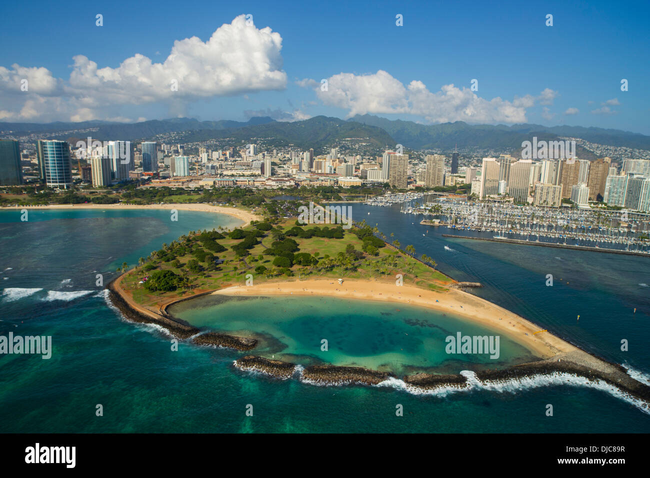Magic Island, Ala Moana Beach Park, Waikiki, Honolulu, Oahu, Hawaii ...