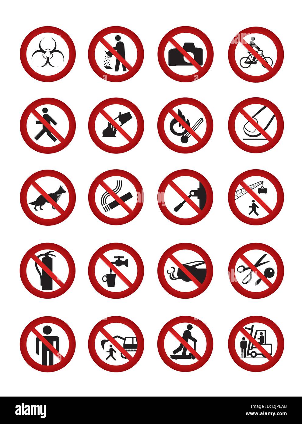 Hazard warning signs set Stock-Vektorgrafiken kaufen - Alamy