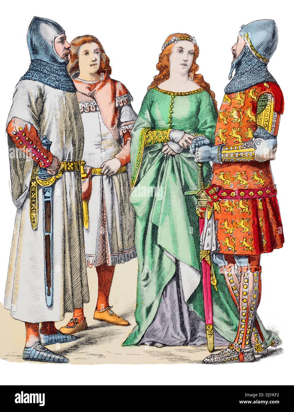 Anfang 14. Jahrhundert XIV 1300 s Deutschland Adlige und Ritter (links ...