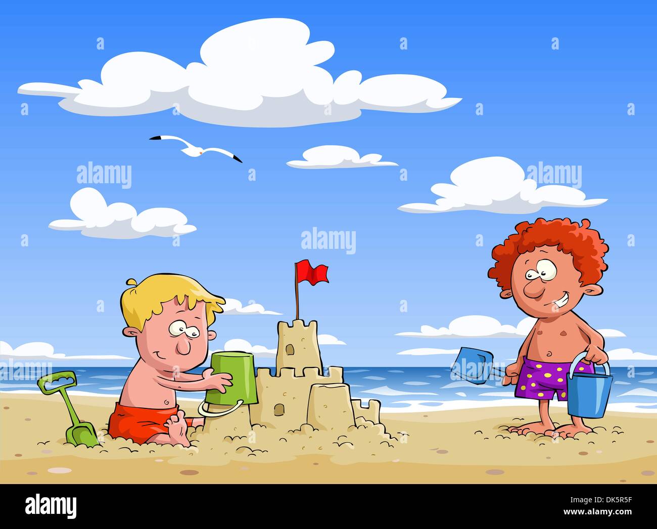 Cartoon Kinder am Strand, Vektor-illustration Stock-Vektorgrafik - Alamy