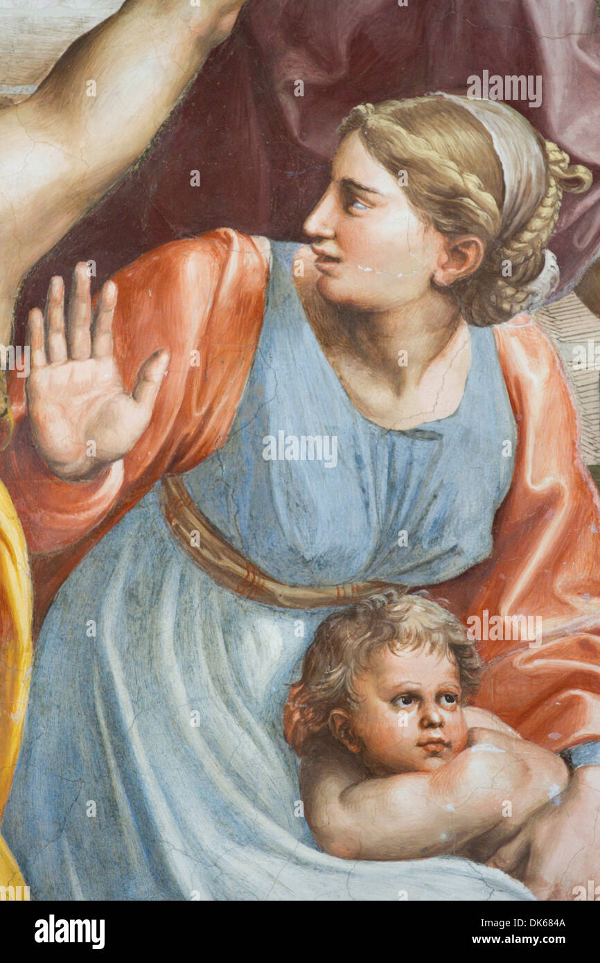 Detail aus der Brand im Borgo, ein Fresko von Raffael (Raffaello Sanzio da Urbino) entworfen und ...