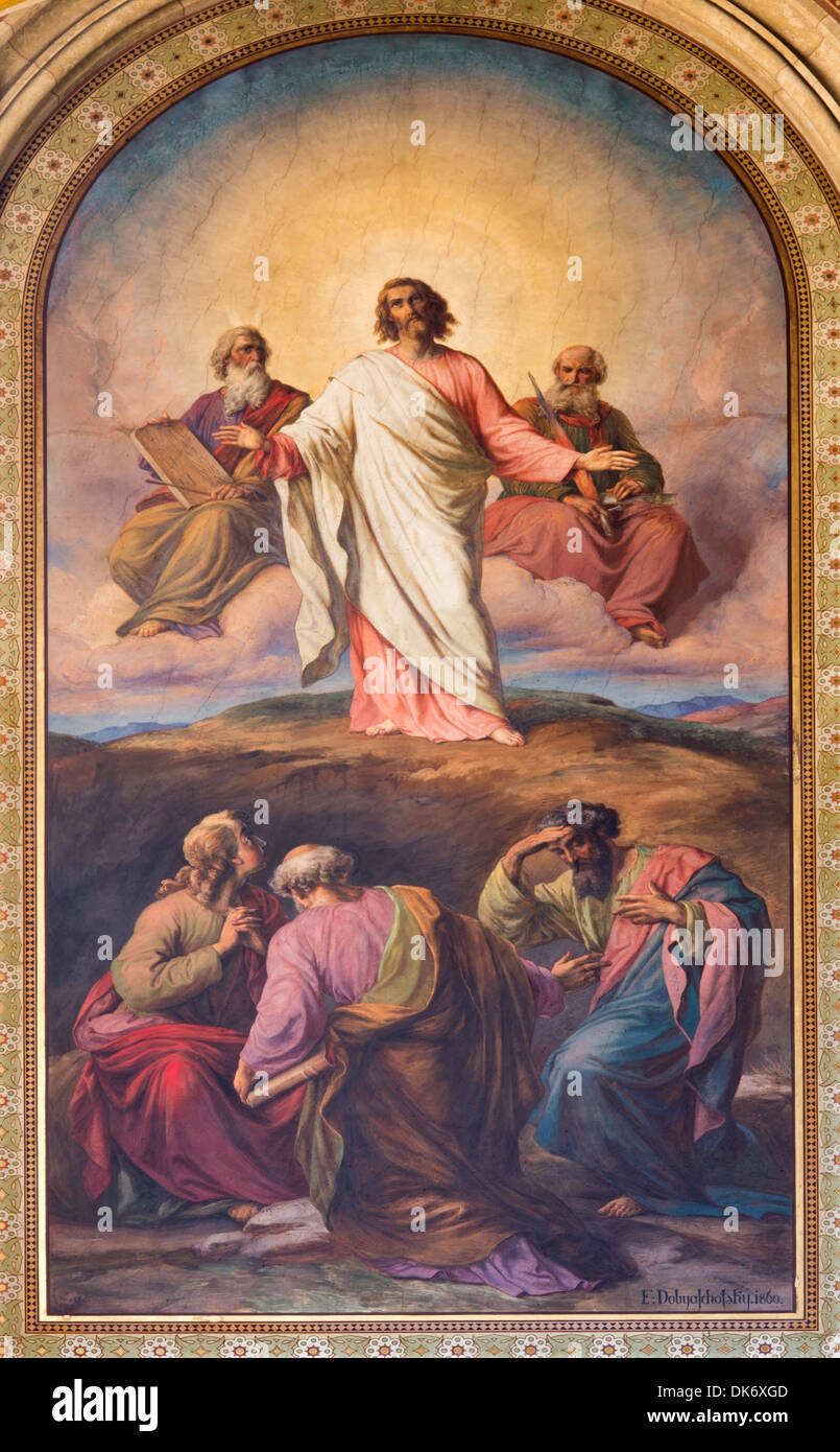 Wien - Juli 27: Fresko der Verklärung Jesu auf dem Berg Tabor von Franz ...