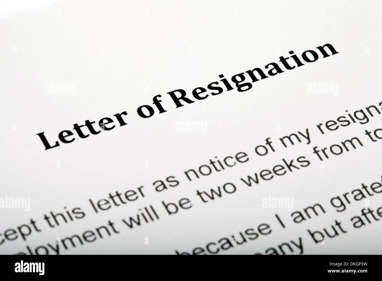 Resignation letter -Fotos und -Bildmaterial in hoher Auflösung – Alamy