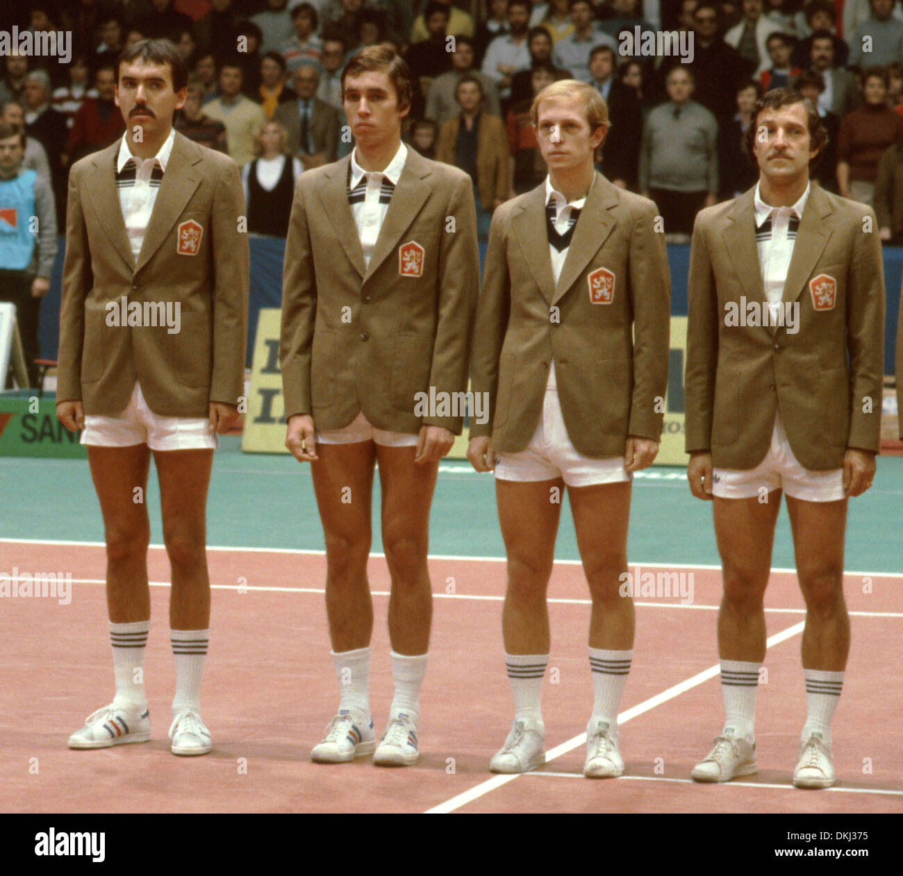 Tschechoslowakischen Mannschaft (L-R) Tomas Smid, Ivan Lendl, Pavel ...