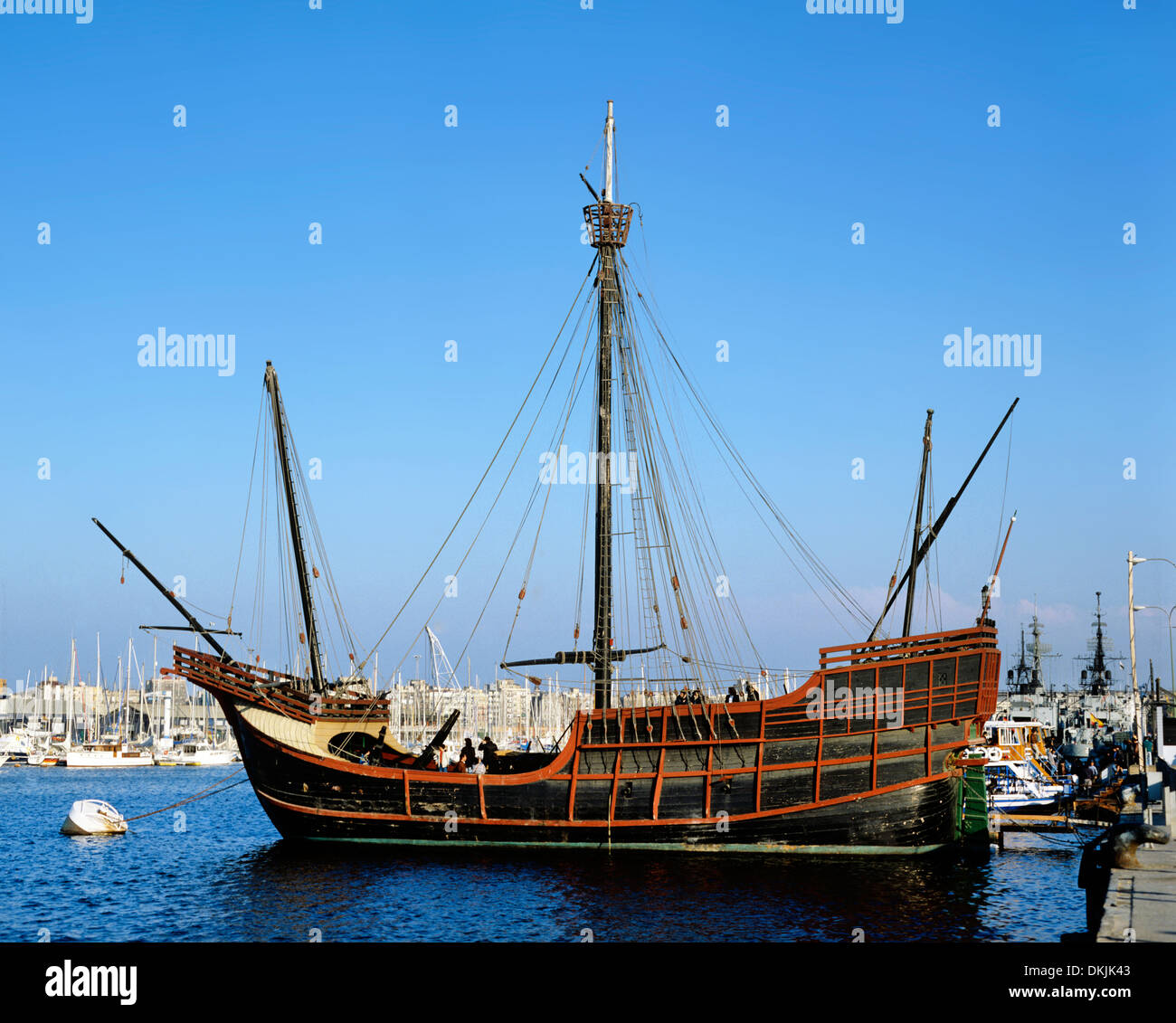 Santa Maria schwimmende Museumsschiff, Barcelona, Spanien Stockfoto ...