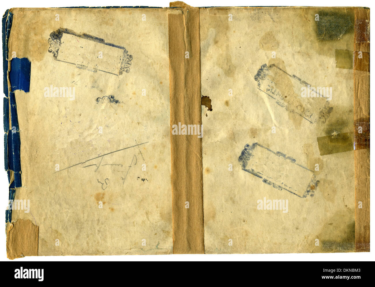 Alte Flecken Zettel mit Stempel Stockfotografie - Alamy