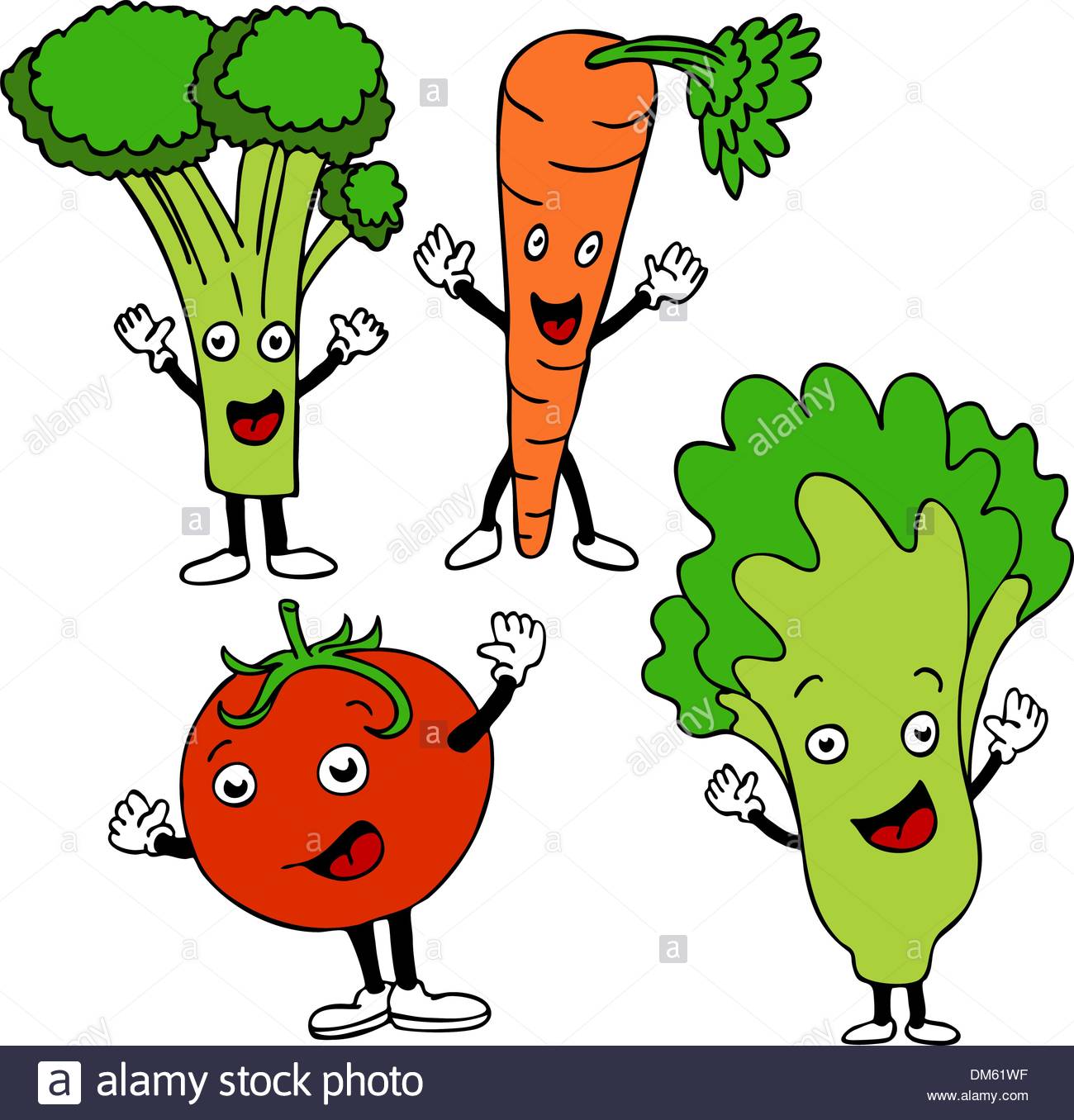 Happy Lettuce Vegetable Cartoon Character Stockfotos & Happy Lettuce ...