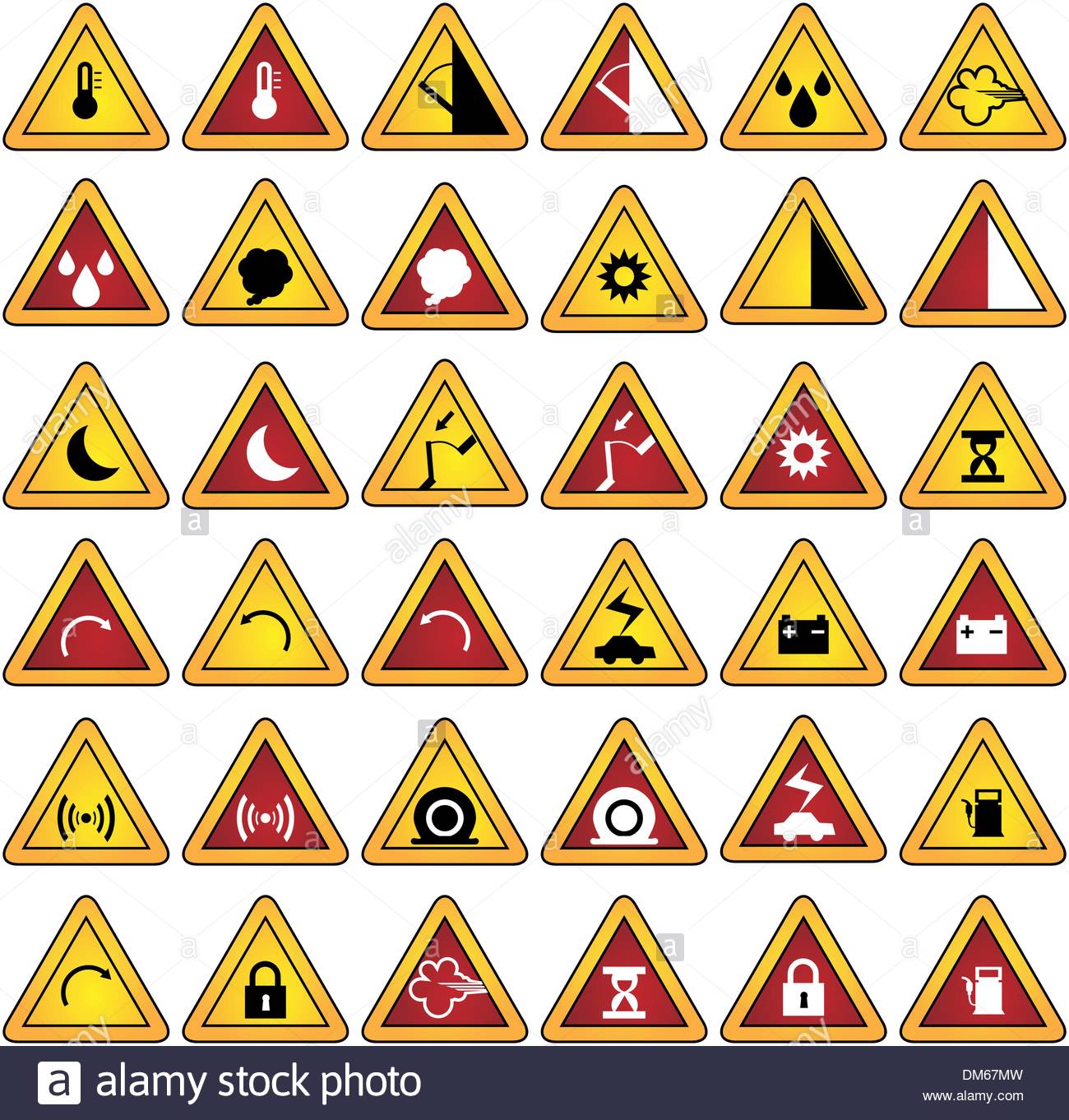 Gas Sign Yellow Warning Triangle Stockfotos & Gas Sign Yellow Warning ...