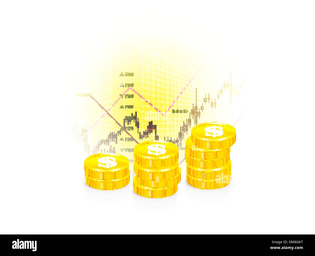 Vektor-Illustration von Business-Grafik mit Münzen Stock-Vektorgrafik ...