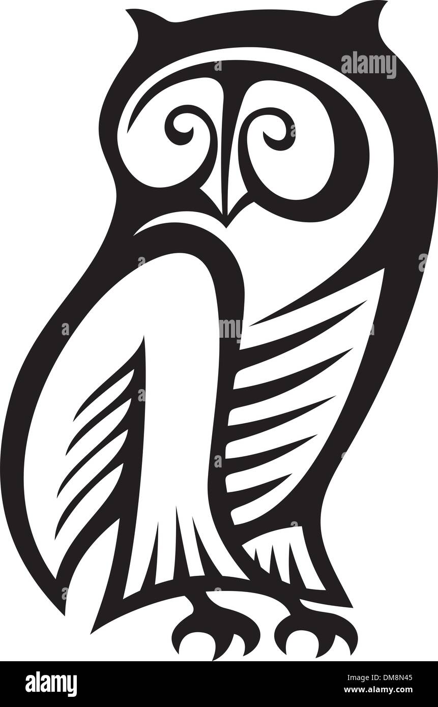 Schwarz weiß eule Stock-Vektorgrafiken kaufen - Alamy