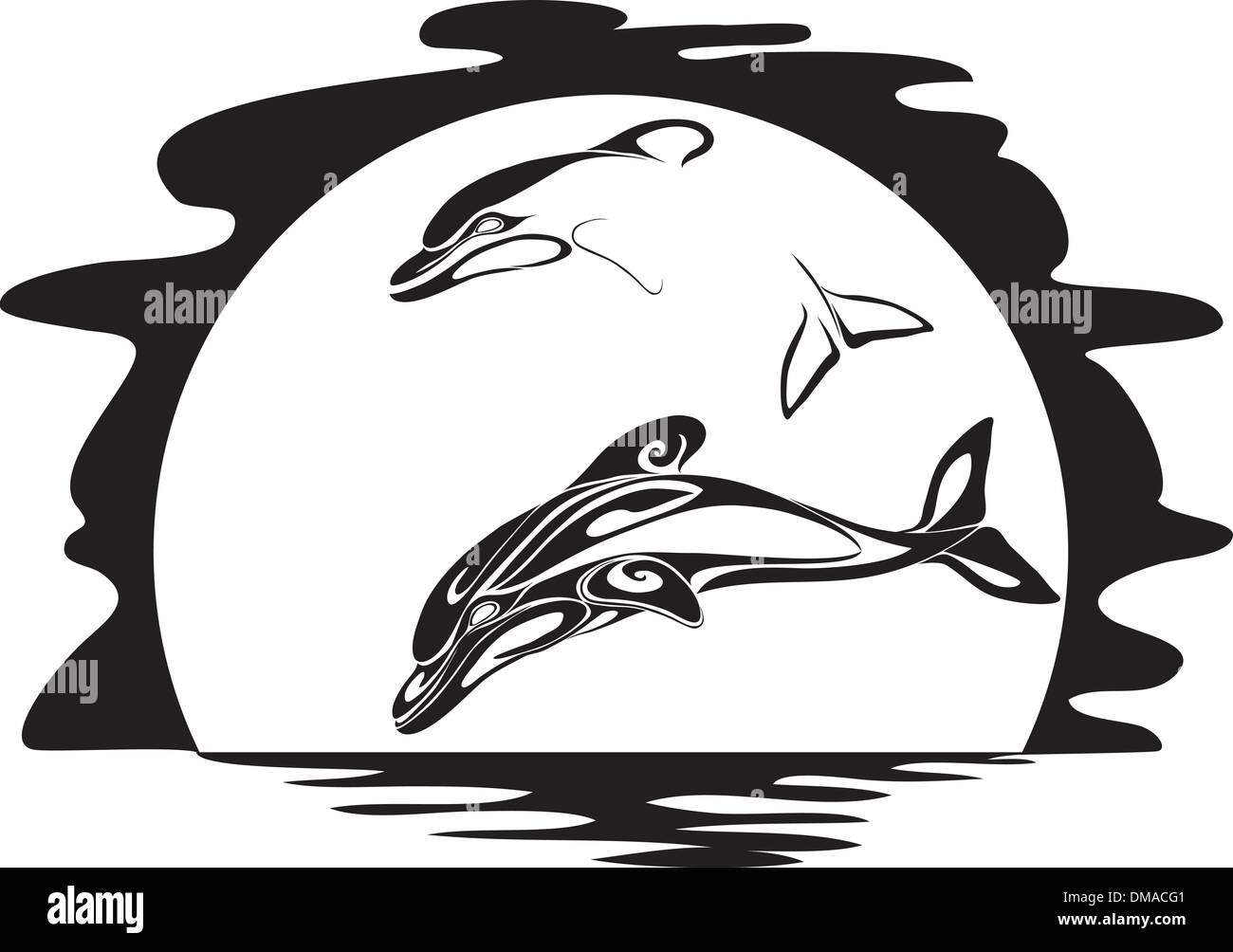 Silueta de delfines Stock-Vektorgrafiken kaufen - Alamy