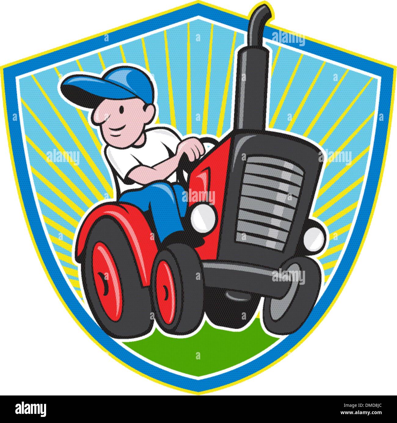 Farmer driving tractor vector cartoon Stock-Vektorgrafiken kaufen - Alamy