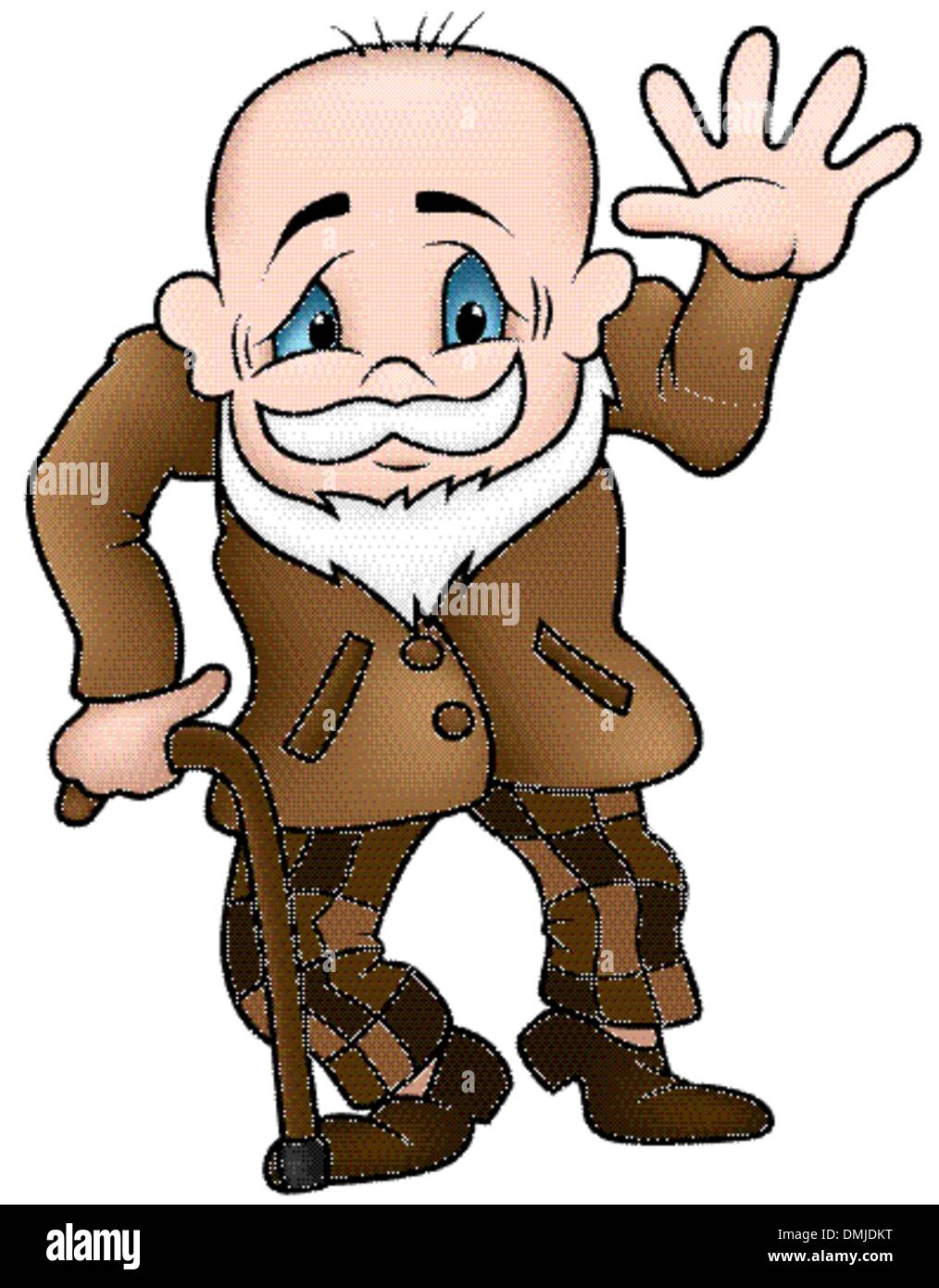 Senior cane cartoon illustration Stock-Vektorgrafiken kaufen - Alamy