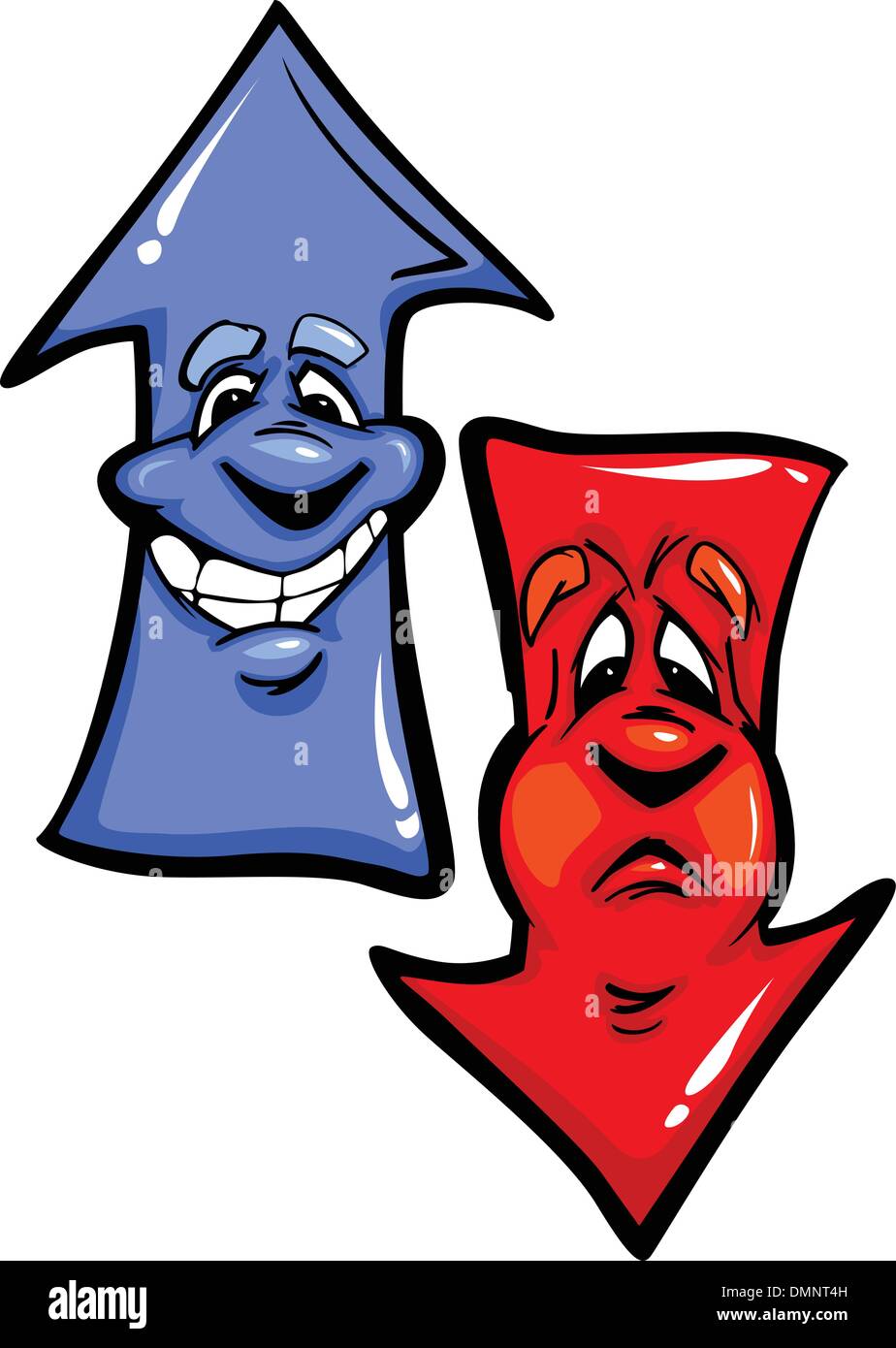 Pfeil nach oben glücklich und unglücklich nach unten Pfeil Cartoon ...