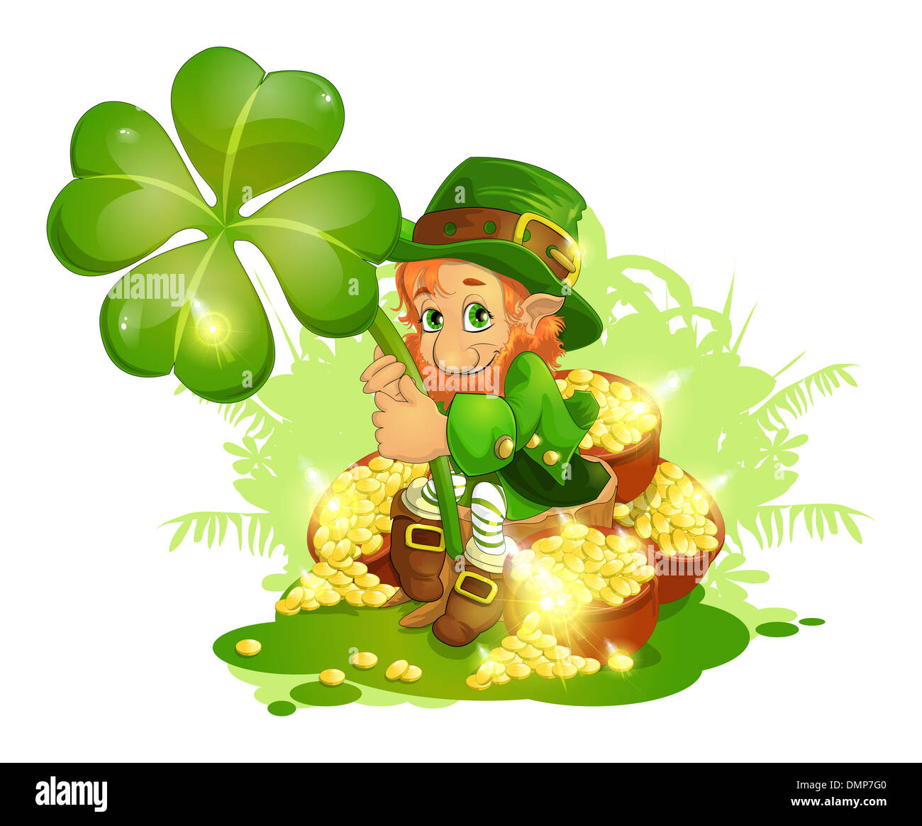der Gnom sitzen auf Töpfe mit gold Stockfotografie - Alamy